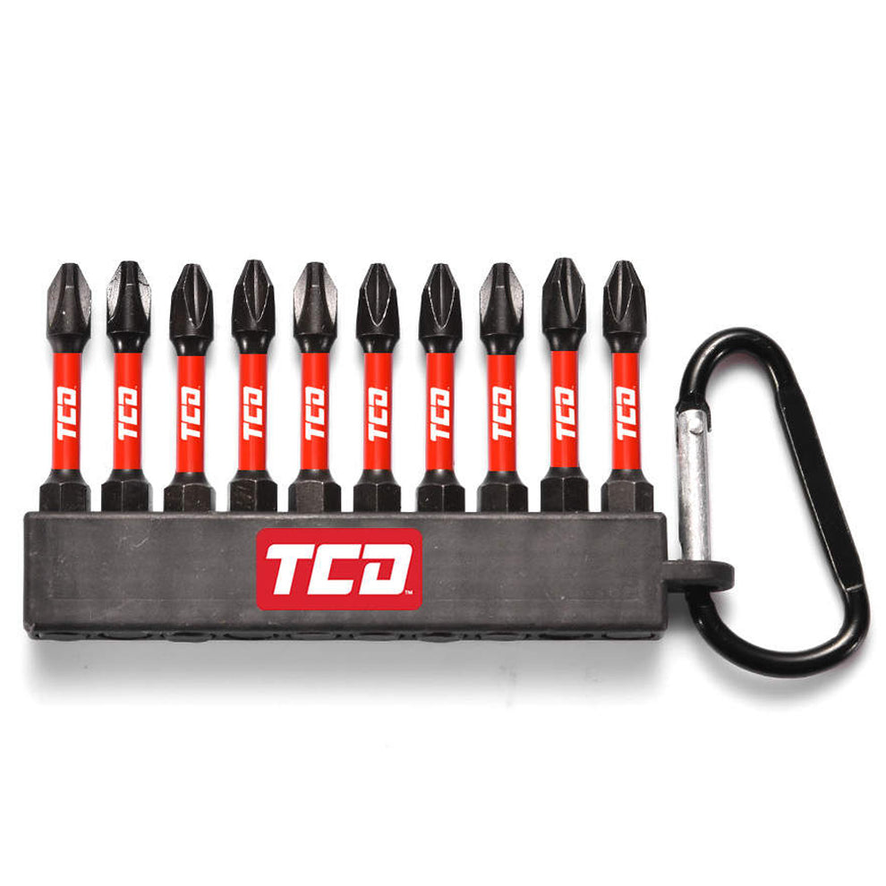 TCD Impact Driver/Screwdriver Carabiner Bit Set - 10 Piece - 57mm Bits ...